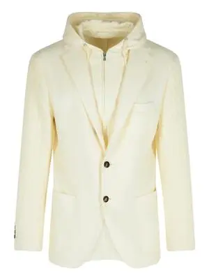 Eleventy Removable Sweatshirt Blazer - White