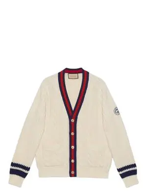 Gucci V-neck Cable-knit Cardigan - Ivory