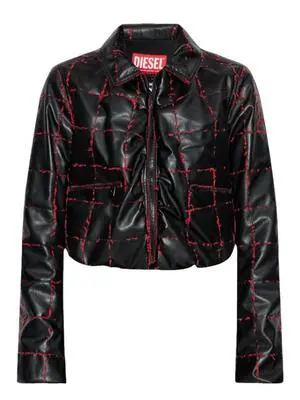 DIESEL® Quilted Grid-stitched Cropped Jacket - Black