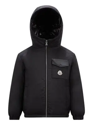 Moncler Hooded Zip-up Jacket With Logo Patch - Black