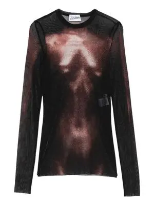 JEAN PAUL GAULTIER Mesh Body-print Long Sleeve Top - Black