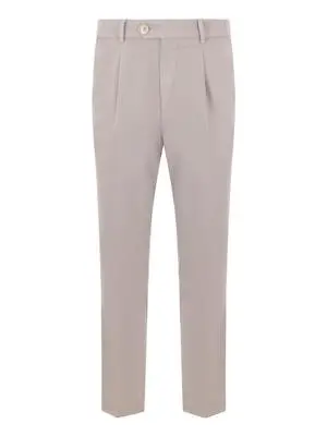 Brunello Cucinelli Leisure-fit Pleated Gabardine Trousers - Grey