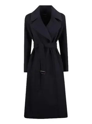 Max Mara Long Sleeve Belted Coat - Black