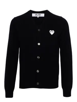 PLAY COMME DES GARCON Comme Des Garcons Play V-Neck Cardigan With Heart Applique