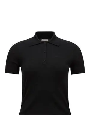 Moncler Logo Embroidered Short Sleeve Button-up Cardigan - Black