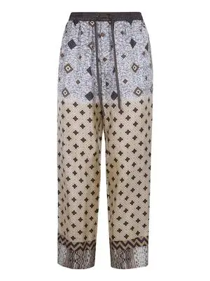PIERRE-LOUIS MASCIA Printed Wide-leg Trousers - Nude