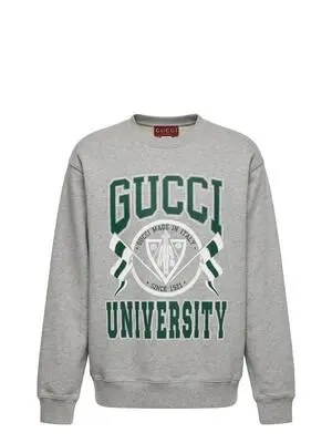 Gucci Logo Printed Crewneck Sweatshirt - Gray