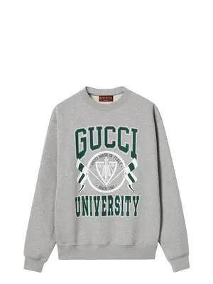 Gucci Logo Printed Crewneck Sweatshirt - Gray