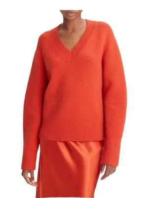 Vince Long-sleeved V-neck Sweater - Red
