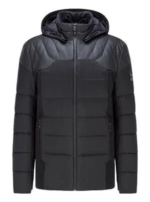 Hugo Boss Hooded Quilted Jacket - Black