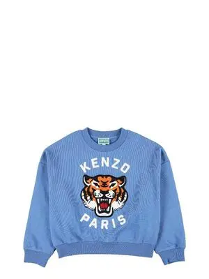 Kenzo Long-sleeved Sweatshirt With Tiger Graphic - Blue