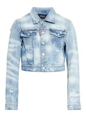 Dsquared2 Distressed Buttoned Denim Jacket - Blue