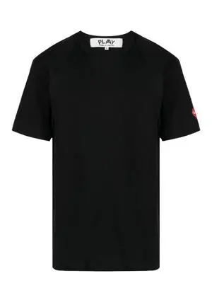 Play Comme Des Garcon X Invader Logo-patch Cotton T-shirt - Black