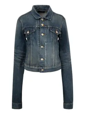 Balenciaga Collared Button-up Denim Jacket - Black