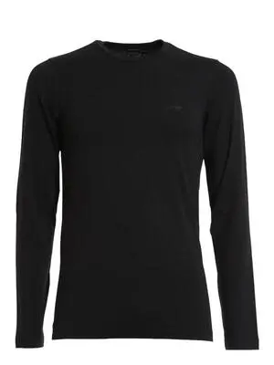 Emporio Armani Round Collar And Long-sleeved T-shirt - Black