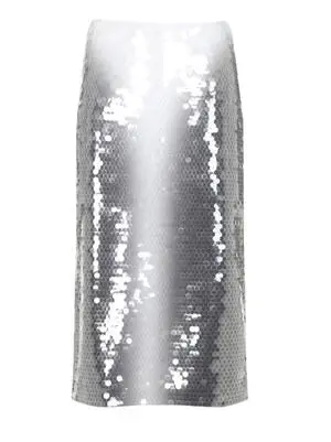 Sportmax Allover Sequin Embellished Midi Skirt - Gray