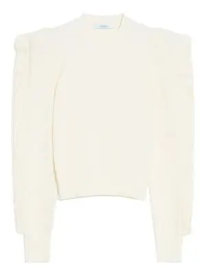 Max Mara Textured Puff-shoulder Knitted Top - Vanilla
