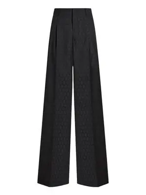 Etro Pattern-jacquard Wide-leg Trousers - Black