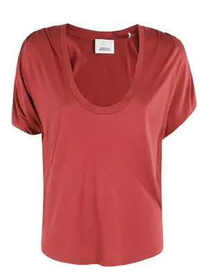 Isabel Marant Étoile Round Neck Short Sleeve Top - Dark Rust