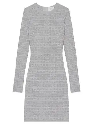 Givenchy 4g Monogram Long-sleeve Dress - Silver