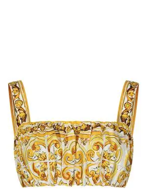 Dolce & Gabbana Majolica Printed Strappy Poplin Top - Multicolor