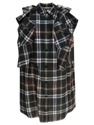 SACAI Sacai Plaid Shirt Dress With Ruffled Details