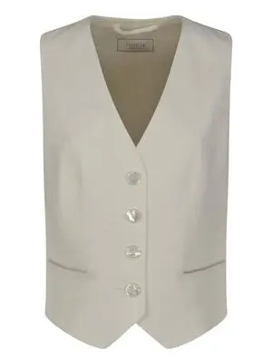 Peserico Linen Sleeveless V-neck Waistcoat - Nude