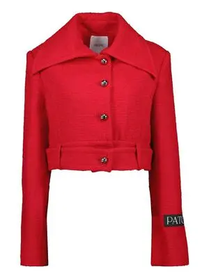 PATOU Belted Buttoned Cropped Jacket - Red