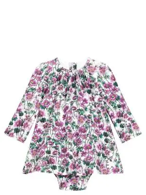 Dolce & Gabbana Floral Print Smocked Dress With Matching Briefs - Multicolor