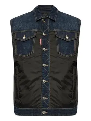 Dsquared2 Dark Urban Wash Denim Puffer Vest - Black