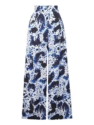 Dries Van Noten Printed Wide-leg Trousers - Blue