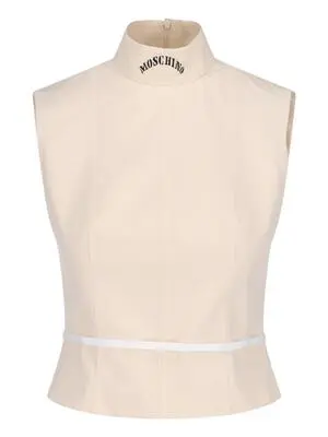 Moschino High Neck Sleeveless Top - Nude