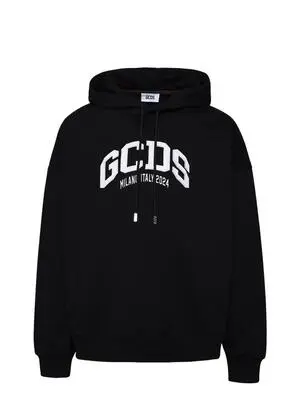 Gcds Lounge Logo Cotton Hoodie - Black
