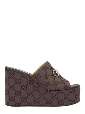 Gucci Gucci Horsebit Wedge Sandals Brown