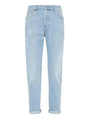 Brunello Cucinelli Distressed Straight-leg Jeans - Blue