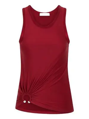 Rabanne Sleeveless Crewneck Top With Piercing Detail - Red