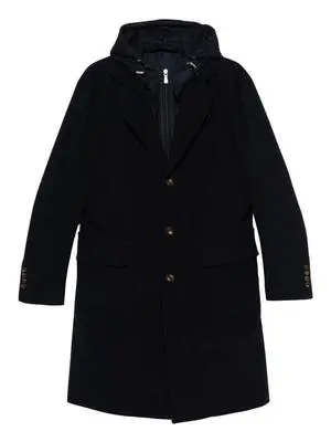 Eleventy Hooded Coat With Notched Lapels - Black