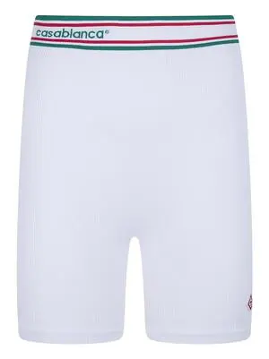 Casablanca Seamless Ribbed Shorts - White
