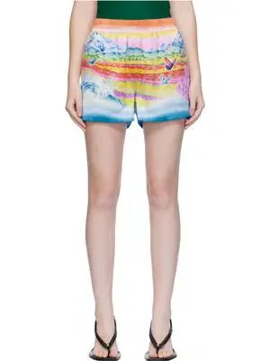 Casablanca Printed Silk Shorts - Multicolor