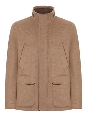 Zegna Long-sleeved High-neck Jacket - Brown