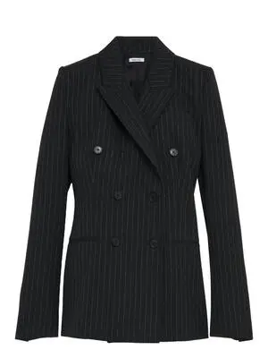 Alexander McQueen Double Breasted Pinstriped Jacket - Black
