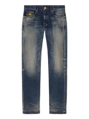 Versace Effect Straight Leg Jeans - Gray