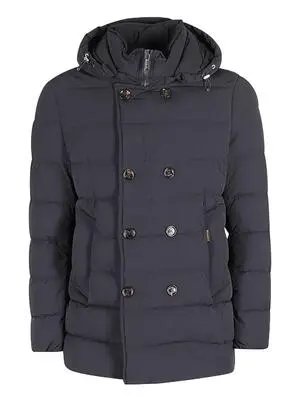 MOORER Hooded Jacket With Double-breasted Closure - Black