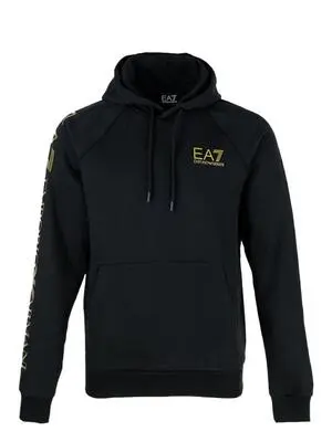 EA7 Logo Zip Casual Hooded Jacket - Black