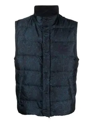 Etro All-over Paisley Printed Padded Vest - Black