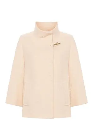 FAY Long-sleeved Blend Cape With High Neck - Nude