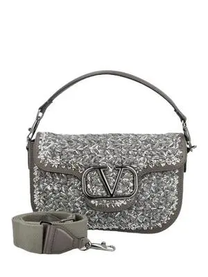 Valentino Garavani Vlogo Plaque Foldover Top Shoulder Bag - Gray