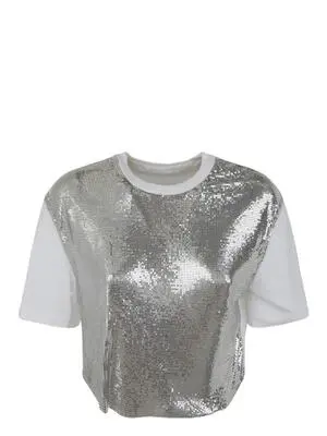 Rabanne Metallic Mesh Crewneck T-shirt - Gray