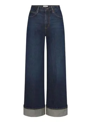 FRAME High-waisted Cuffed Jeans - Black