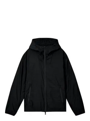 Emporio Armani Zip-up Hooded Jacket With All-over Letter Pattern - Black